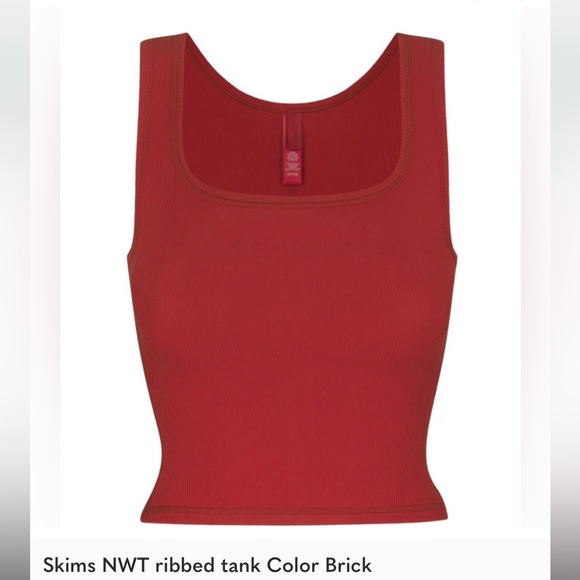 SKIMS | Tops | Rare Skims Brick Red Cotton Rib Tank Top | Poshmark